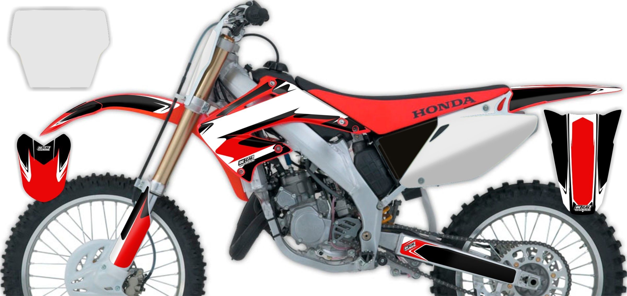 Honda CR125 Black/White T-4 Semi Custom Full Graphics Kit