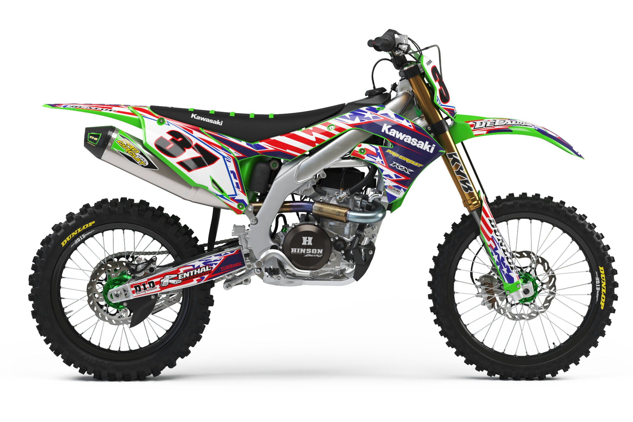 Kawasaki KX250F White/Black Stars And Stripes Semi Custom Complete ...