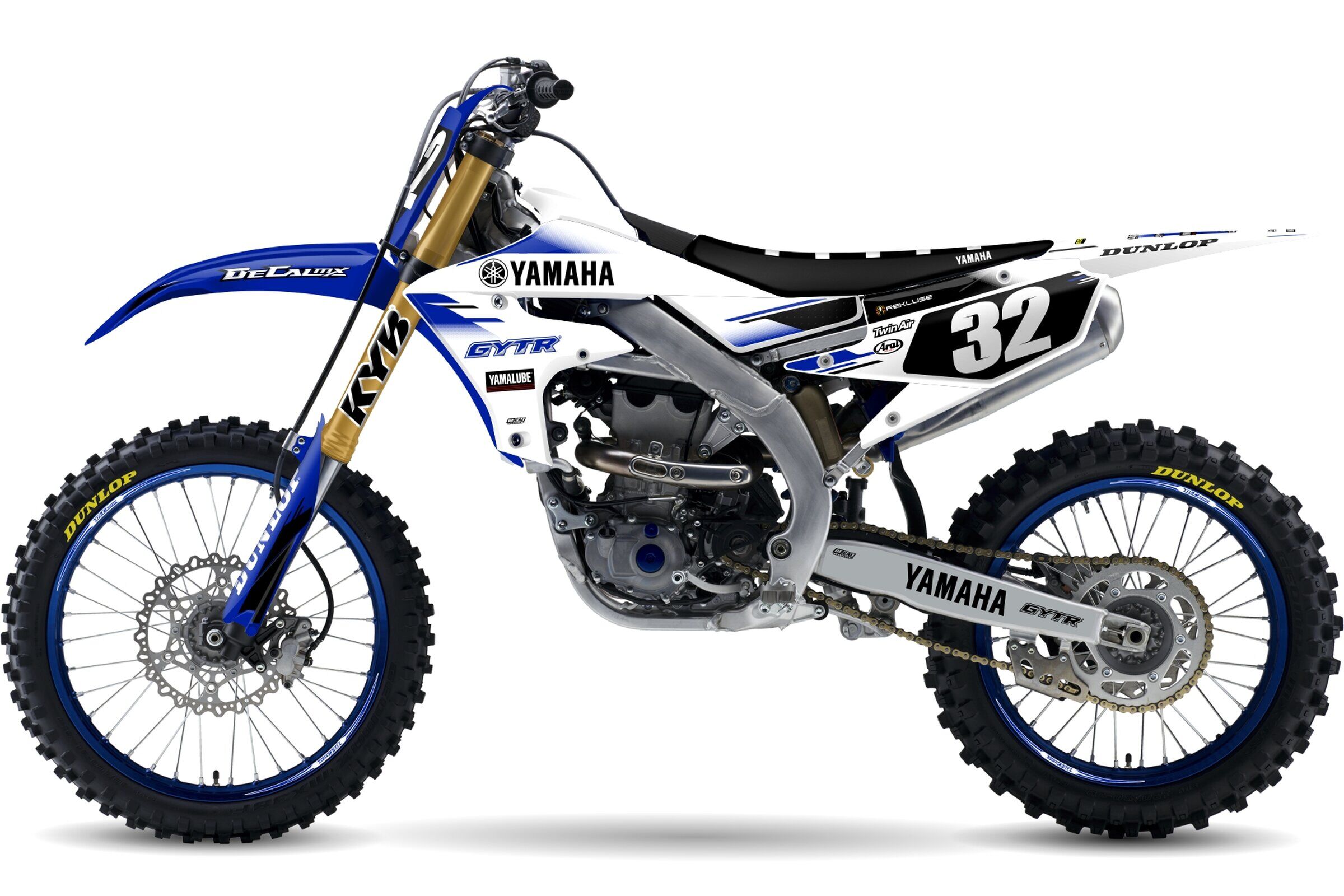 Yamaha YZ250F White/Blue 232 Ready Made Complete Graphics Kit