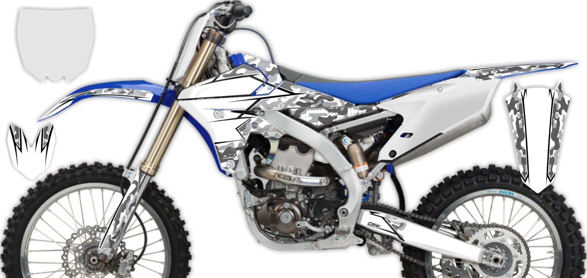 Yamaha YZ450F White/Black Traditional Camo Semi Custom Rad Graphics Kit