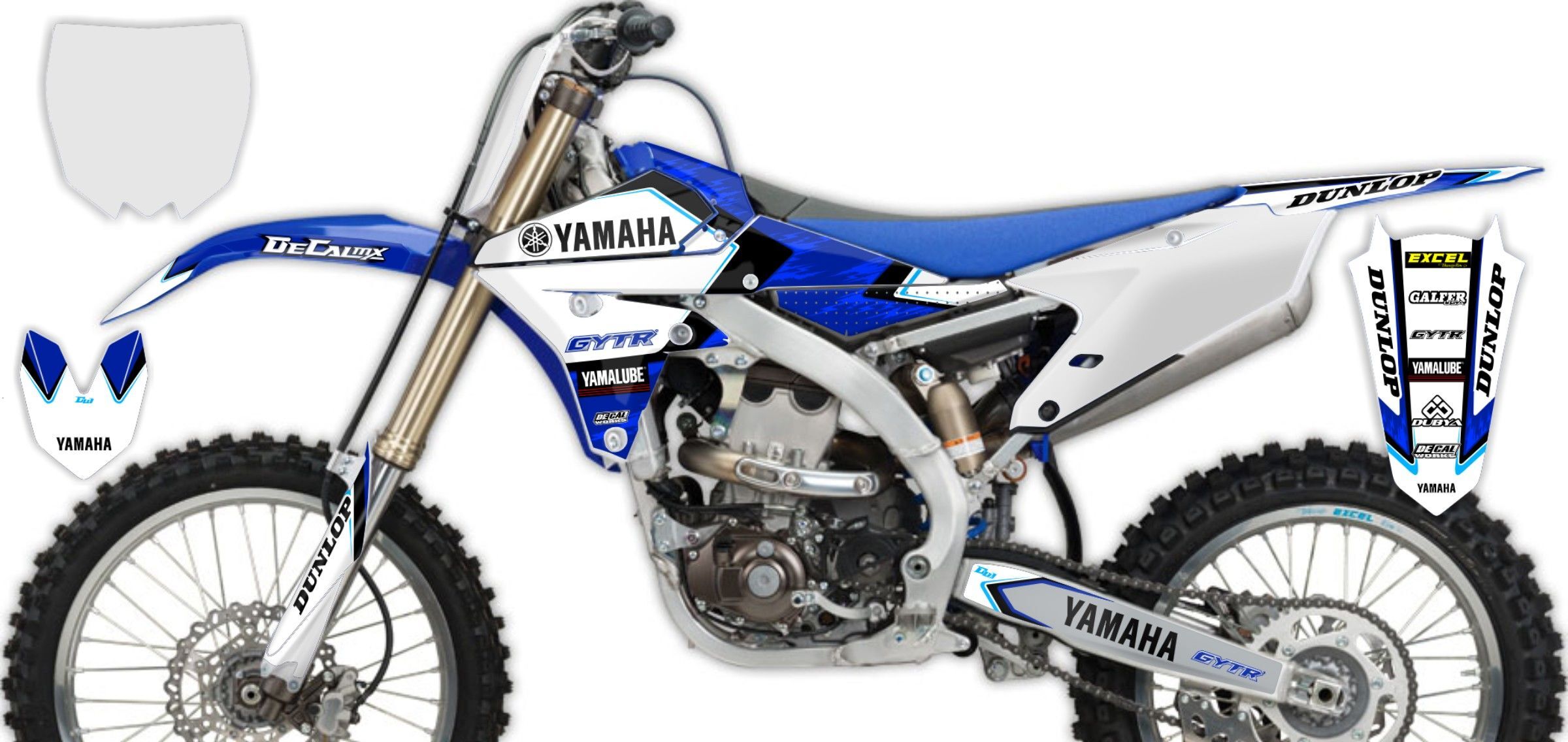 Yamaha YZ250F Blue/White T-17 Ready Made Full Graphics Kit