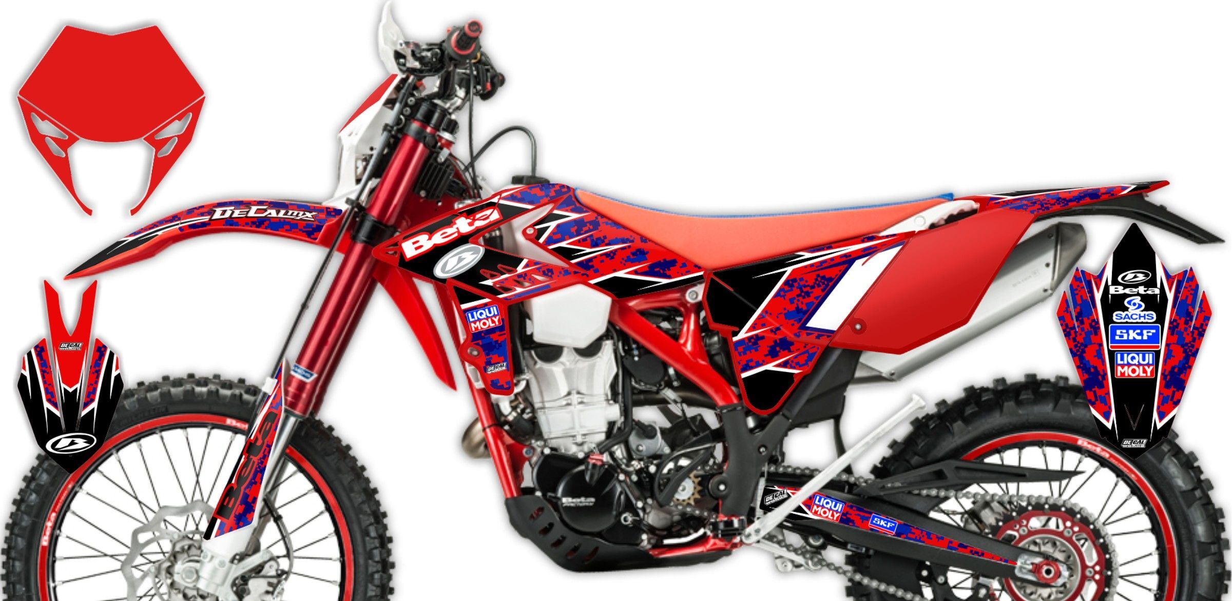Beta RR Red/Black Digital Camo Number Plate Graphics Kit with Airbox