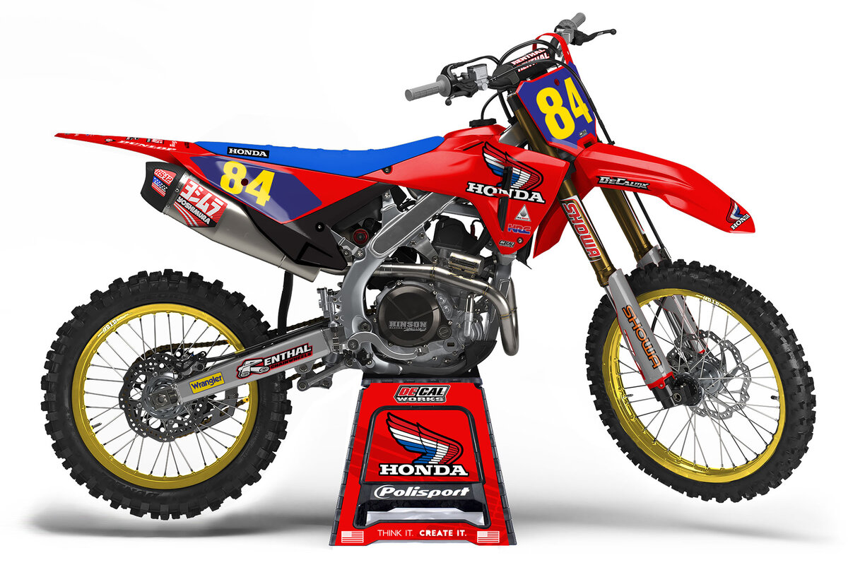 Honda CRF450 Red/Grey Retro Tri-Wing 84 Design Semi Custom Complete ...