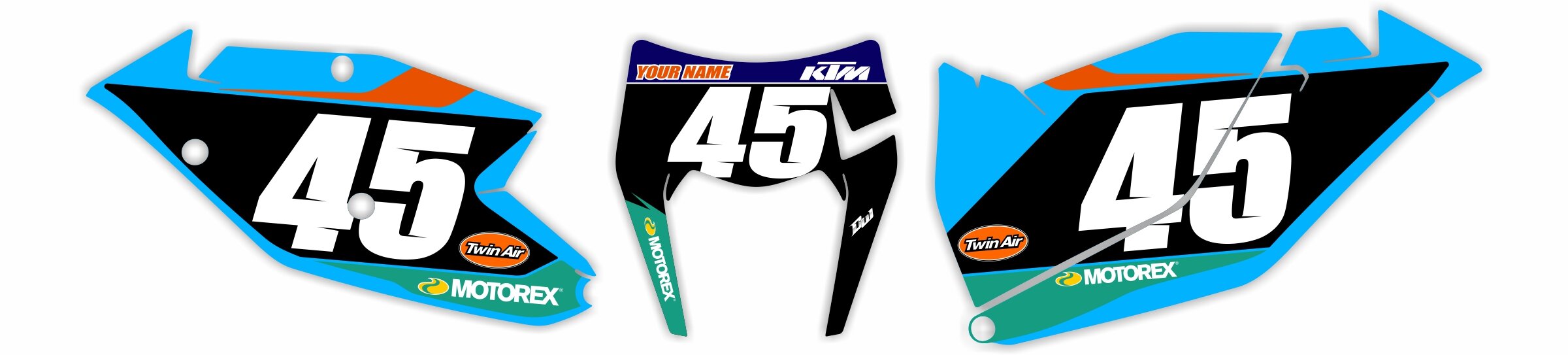 KTM SXF Orange/Navy Factory 3 Number Plate Graphics Kit