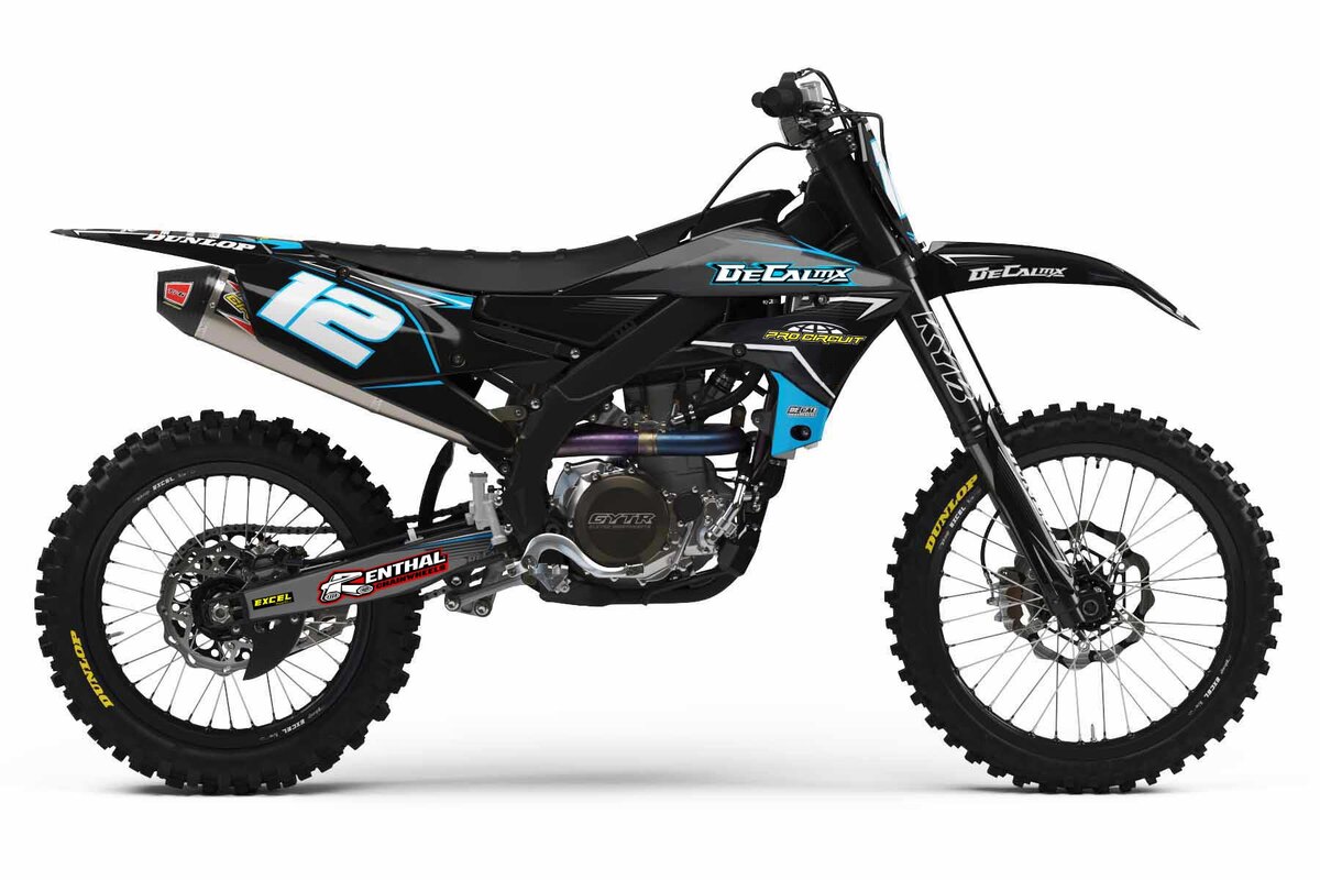 Yamaha YZ450F White/Black T-12 Semi Custom Complete Graphics Kit