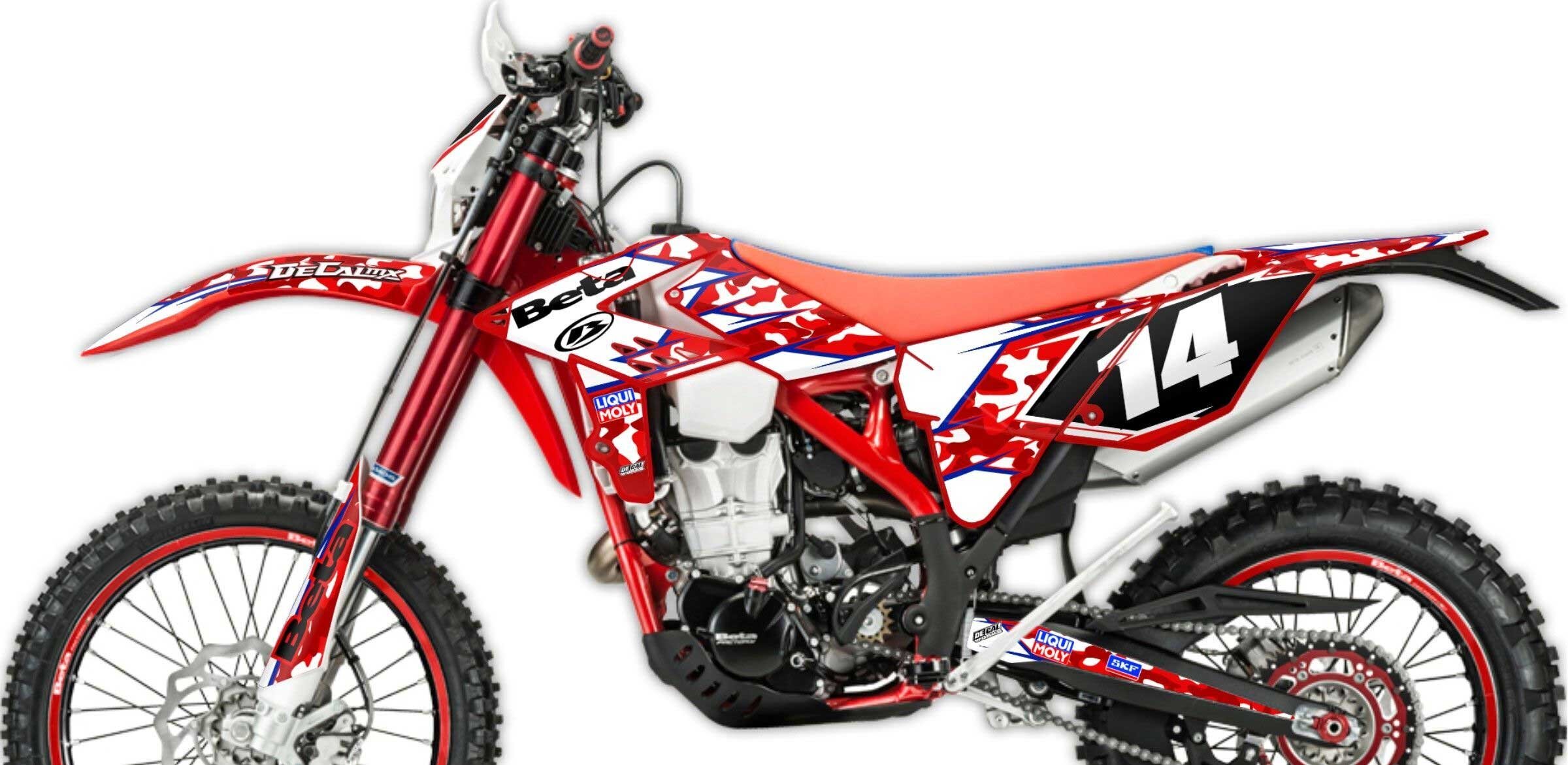 Beta RR Red/White Traditional Camo Number Plate Graphics Kit